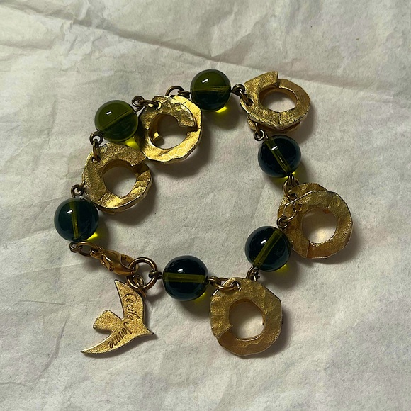 Cecile & Jeanne | Jewelry | Cecile Jeanne Paris Green Glass Bracelet | Poshmark